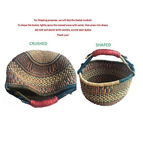 Bolga African Bolga Ghana Basket Fair Trade Ghana Baskets toys Egg baskets Orange (Mini : 7"-9")