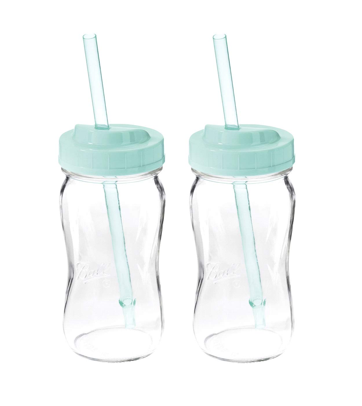 Ball 1440016024 Sip Straw Contoured Jar, 16 Oz (Pack of 2)