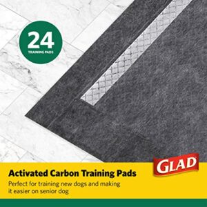 Glad for Pets Activated Carbon Dog Training Pads - Super Absorbent and Leak Proof Dog Pee Pads Extra Large, Indoor Potty Pads with Adhesive Strips, XL Puppy Pad Giant Size, 30" x 36", 24 Count