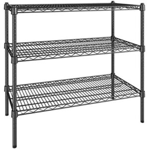 pro&family 18" x 36" nsf black epoxy 3-shelf kit with 34" posts