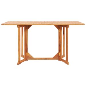 vidaXL Foldable Butterfly Patio Table, Space-Saving Design, Indoor/Outdoor Use, Solid Teak Wood, Seats 6, Fine Sanded Finish for Smooth Appearance, Dimensions: 59.1"x35.4"x29.5"