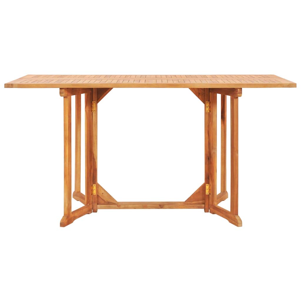 vidaXL Foldable Butterfly Patio Table, Space-Saving Design, Indoor/Outdoor Use, Solid Teak Wood, Seats 6, Fine Sanded Finish for Smooth Appearance, Dimensions: 59.1"x35.4"x29.5"