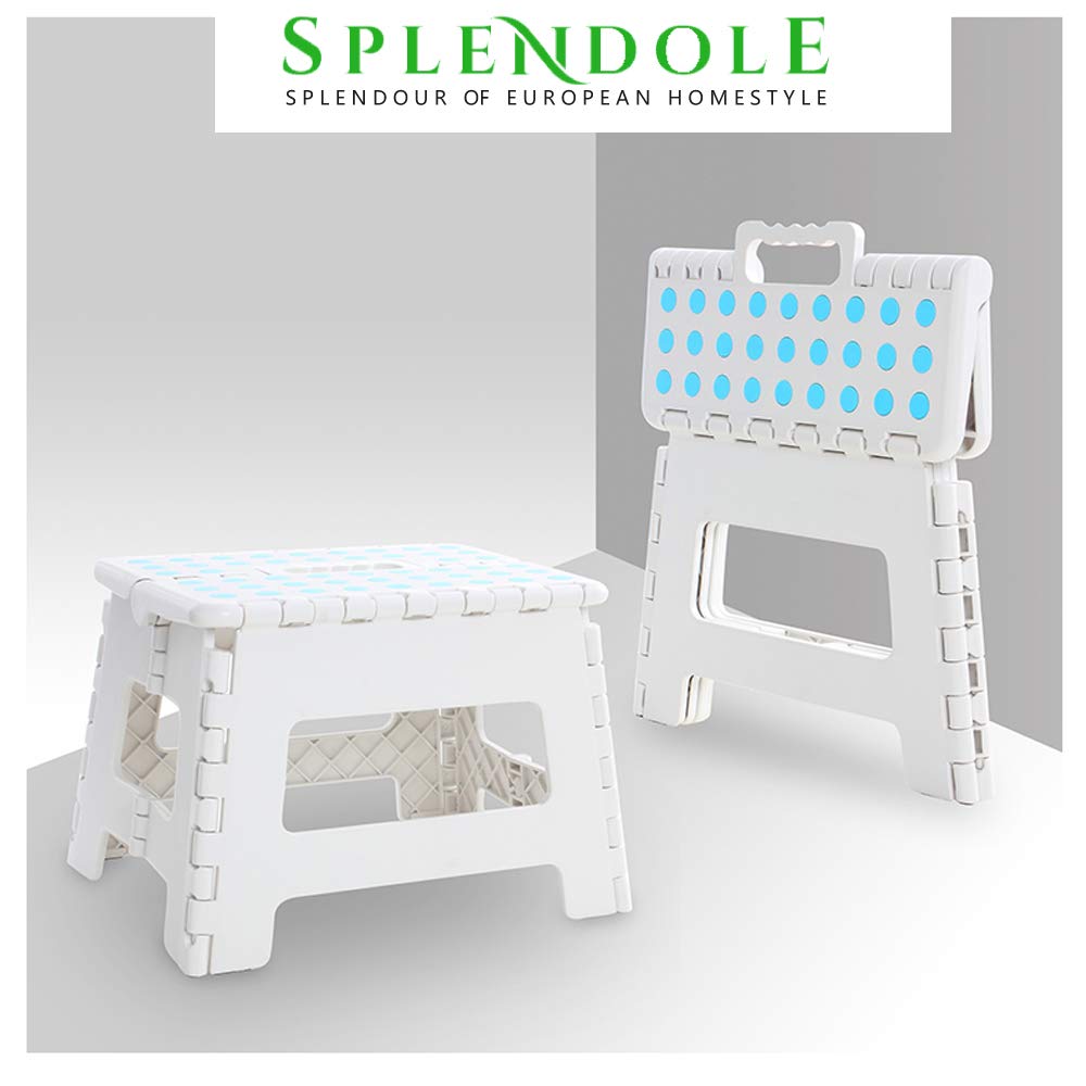 SPLENDOLE Folding Step Stool - 9-Inch Non-Slip Foot Stool for Kitchen, Bathroom, Living Room - Compact and Lightweight Stool Chair with 250-Lb Maximum Weight Capacity Step Stools for Kids and Adults