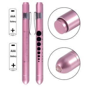 Aokin Medical Pen Lights for Nurse Doctor, Reusable LED Medical Penlight Flashlight with Pupil Gauge and Ruler, White Light, Rose Gold