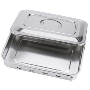 201 stainless steel surgical tray - professional dental instrument tray medical disinfection dish with lid & recessed handle grip