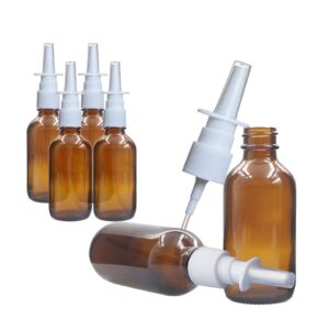 xingzi 6pcs 1oz 30ml empty refillable amber glass nasal spray bottles sprayers pump cleanser container for cosmetic saline nasal sprays wash dispensing