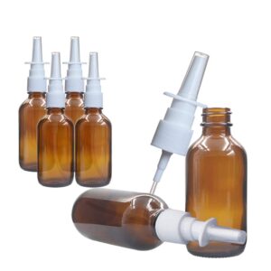 XINGZI 6PCS 1Oz 30ML Empty Refillable Amber Glass Nasal Spray Bottles Sprayers Pump Cleanser Container For Cosmetic Saline Nasal Sprays Wash Dispensing