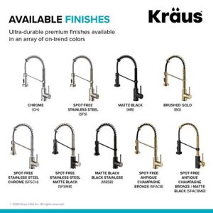 KRAUS Bolden Commercial Style 2-Function Single Handle Pull Down Kitchen Faucet in Spot-Free Antique Champagne Bronze/Matte Black, KPF-1610SFACBMB