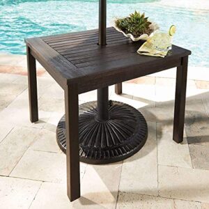 Outdoor Wood Umbrella Side Table End Table Patio Pool Furniture (Espresso)