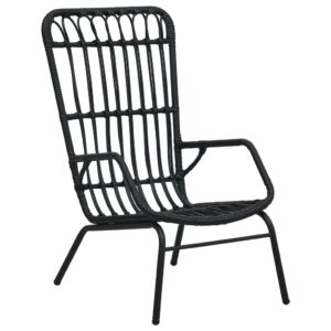 vidaxl poly rattan black patio chair - weather-resistant outdoor seating furniture with powder-coated steel frame - easy to assemble