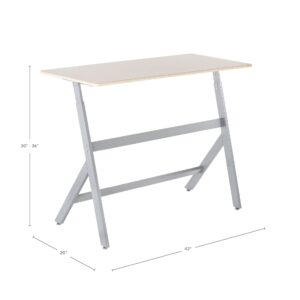 Guidecraft Standing Collaboration Desk for Kids and Adults: Adjustable Height Birch Plywood Table with Metal Legs for Home, Office, Classrooms and More