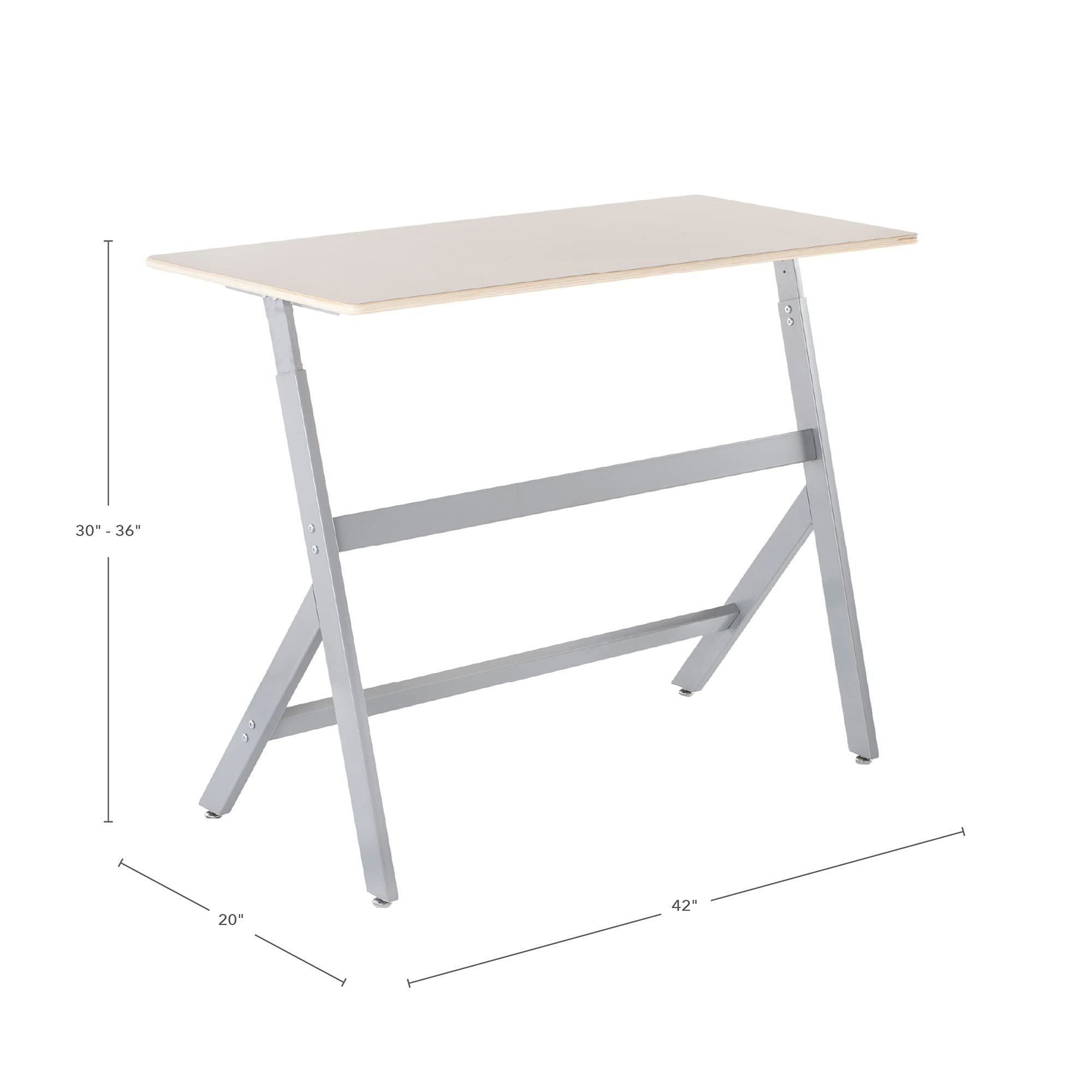 Guidecraft Standing Collaboration Desk for Kids and Adults: Adjustable Height Birch Plywood Table with Metal Legs for Home, Office, Classrooms and More