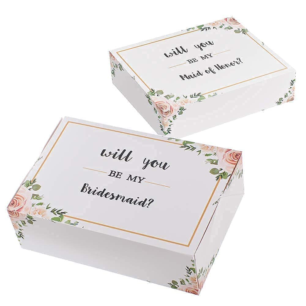 Bridesmaid Proposal Box Set of 6, 1 Maid of Honor Proposal Box and 5 Will You be My Bridesmaid Boxes for Bridesmaid Gifts