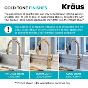 KRAUS Bolden Commercial Style 2-Function Single Handle Pull Down Kitchen Faucet in Spot-Free Antique Champagne Bronze/Matte Black, KPF-1610SFACBMB