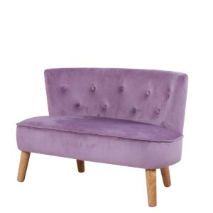 yoonnie room 2-seat kid sofa couch with velvet fabric,kid sofa chair with wooden frame for 3-6 age children gift,35.6" length, purple