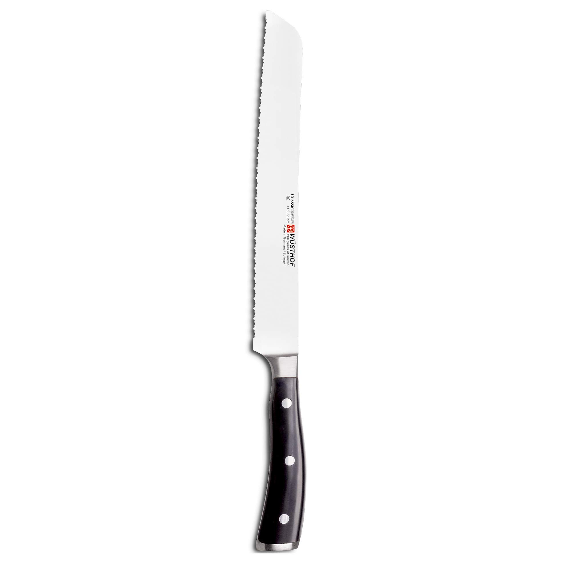 Wüsthof Classic IKON 9" Double Serrated Bread Knife, Black