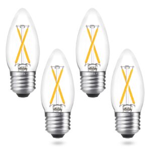 aielit dimmable led candle light bulb, vintage 2w b11 e26 led candelabra bulbs 25 watt equivalent for hotel bedroom entryway chandelier pendant lights wall sconce beside lamp, warm white 2700k, 4 pcs