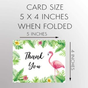 The Invite Lady Flamingo Thank You Cards Let's Flamingle Notes Folded Cards Baby Bridal Wedding Shower Birthday Graduation Retirement Cards Tropical Leaves Flowers Printed Blank Inside (24 Count)