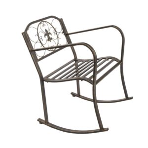 EBLSE Elegant Wrought Iron Porch Rocking Chair Outdoor Garden Single Iron Art Vintage Rocking Chairs (Black)