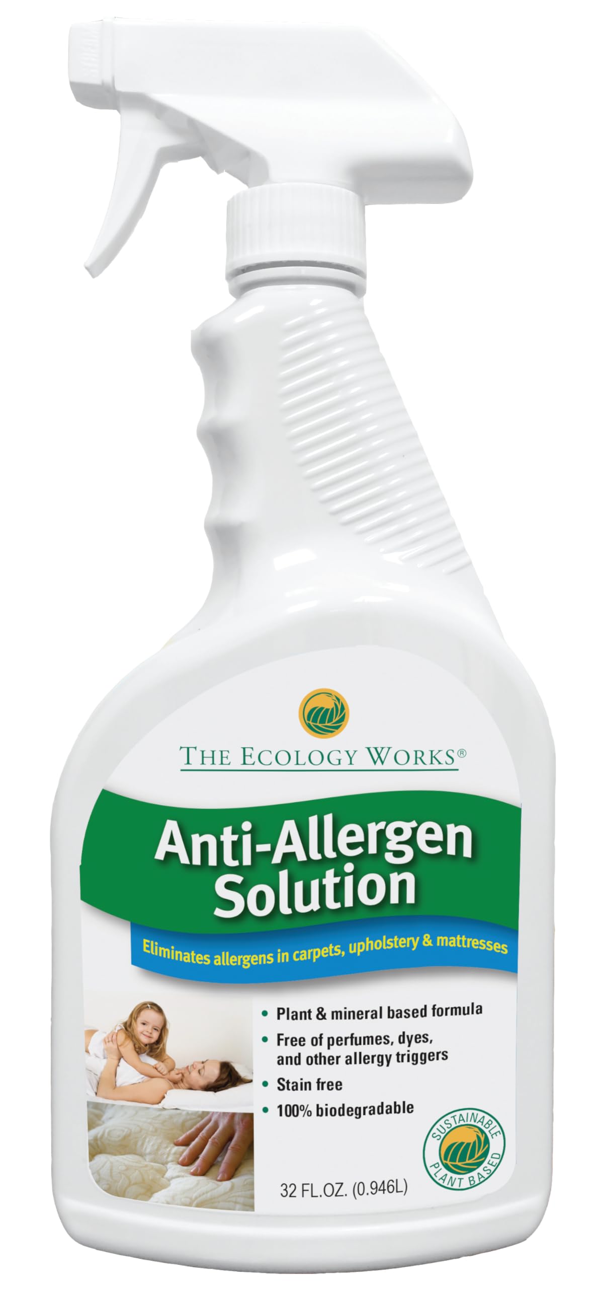 The Ecology Works- Plant-Based Dog & Cat Allergy Spray, Dander Remover & Dust Mite Waste Reducer for Relief from Allergies - Cleans Home, Bedding & Furniture Naturally, Fragrance-Free