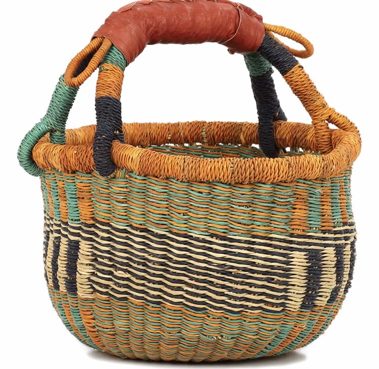 Bolga African Bolga Ghana Basket Fair Trade Ghana Baskets toys Egg baskets Orange (Mini : 7"-9")