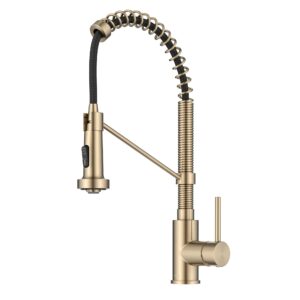 kraus bolden commercial style 2-function single handle pull down kitchen faucet in spot-free antique champagne bronze, kpf-1610sfacb