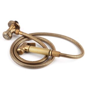 Bidet Sprayer Vintage Brass Handheld Bidet Sprayer Spray Head Bracket Hose Kit Bathroom Accessories