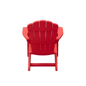 Keter Outdoor Patio Garden Deck Furniture Resin Adirondack Chair with Built-in Cup Holder (Red)