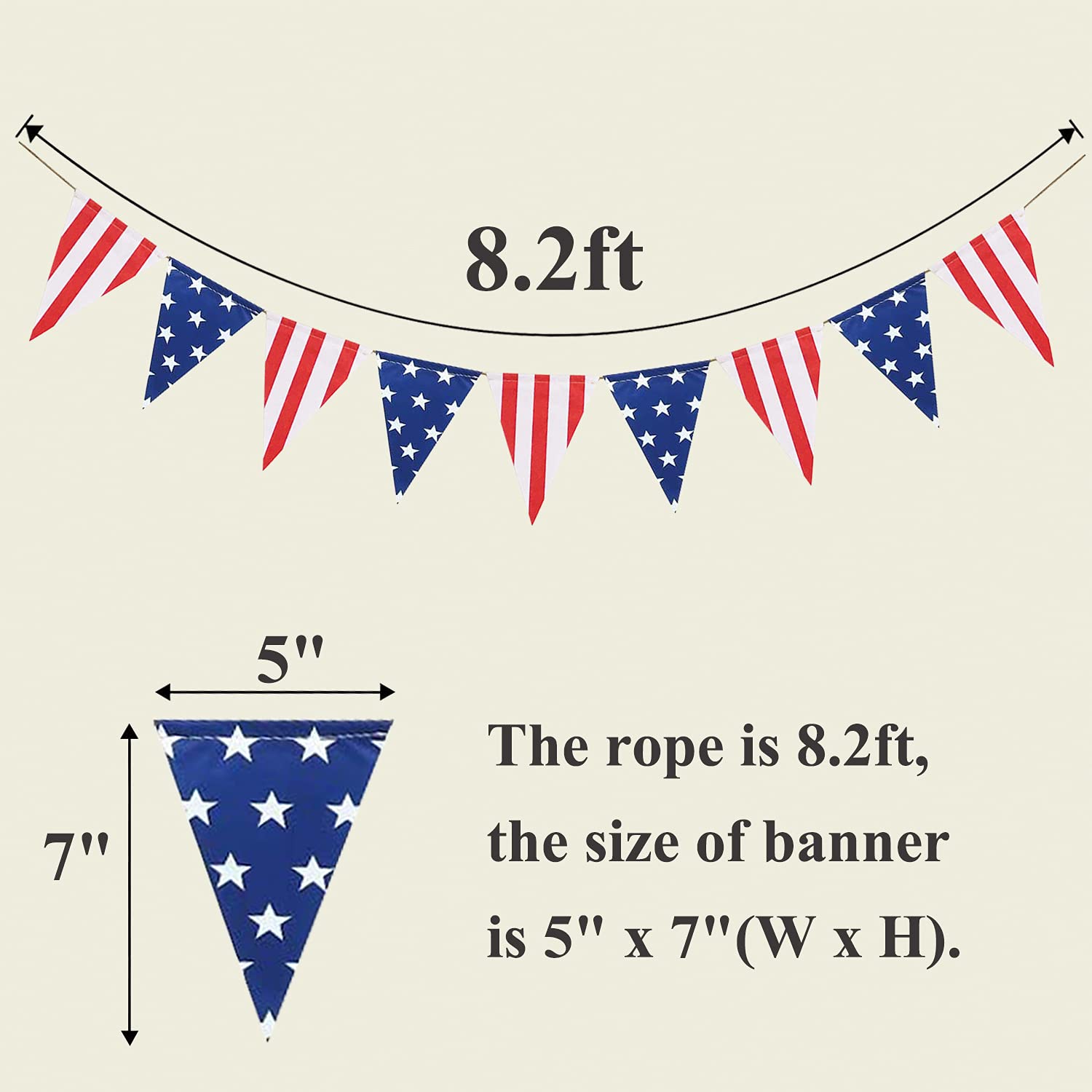 FAKTEEN American Stars and Stripes Flag Bunting Garland USA Triangle Banner Patriotic Party Decoration for Fourth of July Independence Memorial Day Party Supplies