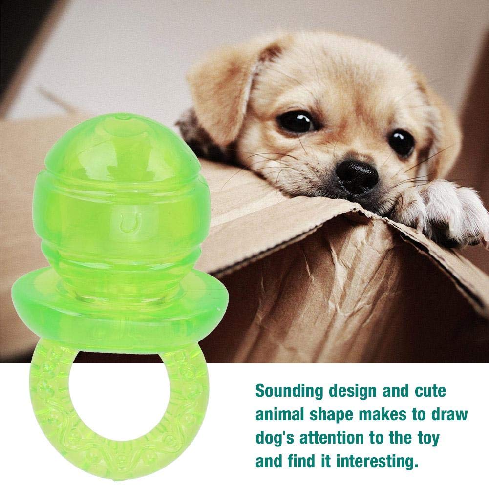 5PCS Pet Dog Chewing Toy, Pacifier Shaped Pet Dogs Teether Teething Sounding Interactive Chew Toy(Green)