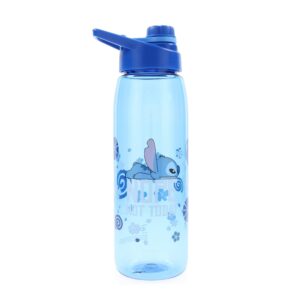 silver buffalo disney lilo and stitch nope not today lazy water bottle with screw-on lid, 28 ounces