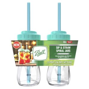 ball 1440016024 sip straw contoured jar, 16 oz (pack of 2)