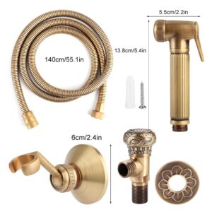 Bidet Sprayer Vintage Brass Handheld Bidet Sprayer Spray Head Bracket Hose Kit Bathroom Accessories