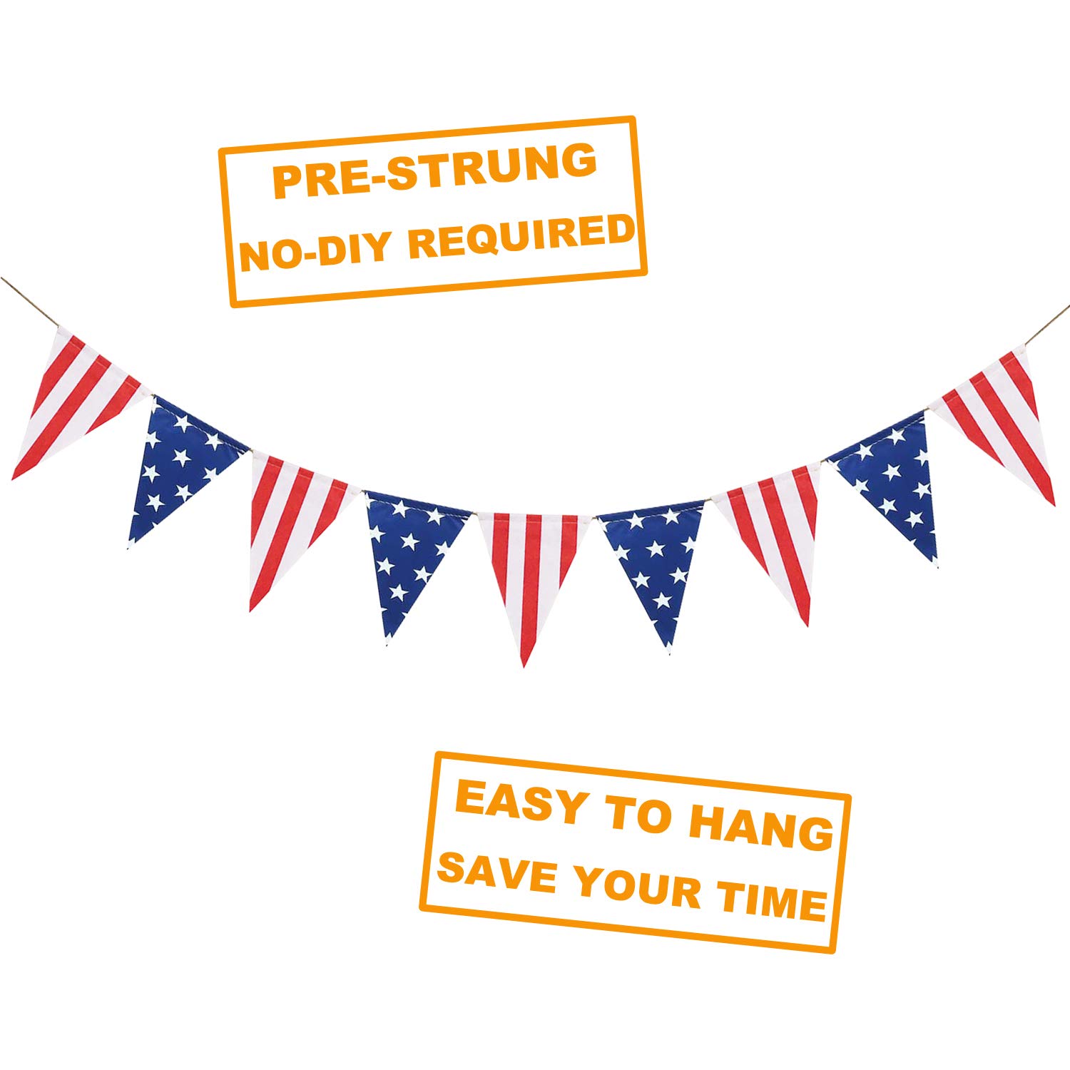 FAKTEEN American Stars and Stripes Flag Bunting Garland USA Triangle Banner Patriotic Party Decoration for Fourth of July Independence Memorial Day Party Supplies