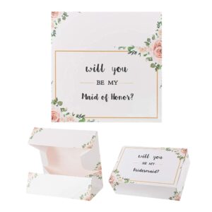 Bridesmaid Proposal Box Set of 6, 1 Maid of Honor Proposal Box and 5 Will You be My Bridesmaid Boxes for Bridesmaid Gifts