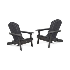 christopher knight home duncan outdoor acacia wood folding adirondack chairs (set of 2), dark gray