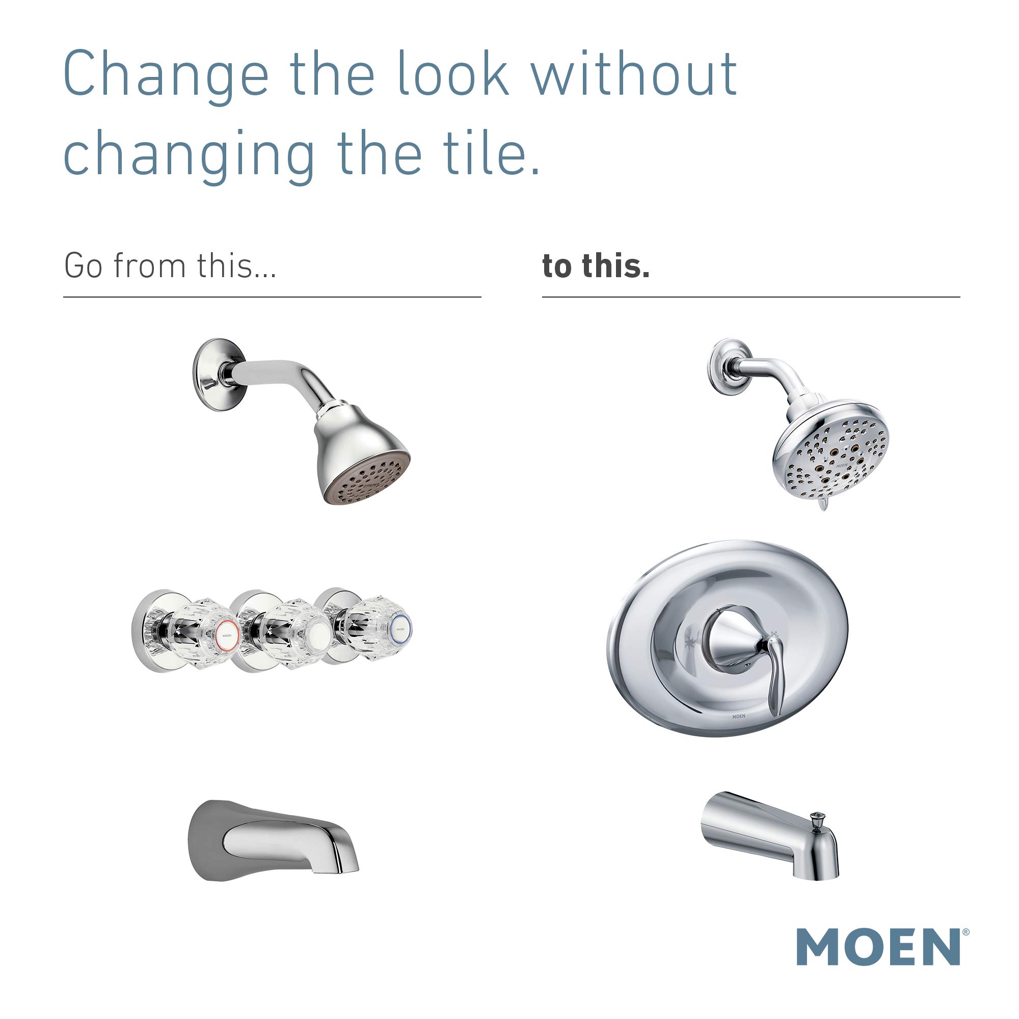 Moen T2139 EVA Posi-Temp Tub and Shower Trim Kit Valve Required, Chrome