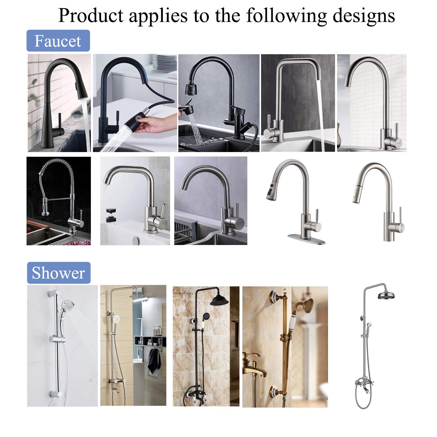 Faucet Shower Rod Assembled Kitchen Storage Rack Shower Caddy Soap Dish Holder with Hooks Matte Black