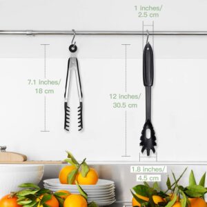 Boao 2 Pieces Small Spaghetti Spoon and Pasta Tong Silicone, 12 Inch Spaghetti Spoon and 7.1 Inch Stainless Steel Handle Spaghetti Tong Food Clip for Spaghetti Noodle