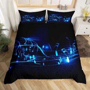 erosebridal music note duvet cover duvet cover king size dream theme blue comforter cover set for teen boys kids girls geometric stripe pattern bedding set,1 duvet cover with 2 pillow cases