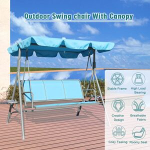 GOLDSUN Garden Porch Swing Hammock Swing Chair Bench for Patio, Garden,Backyard, Balcony with Adjustable Canopy,for Two or Three People (Blue)