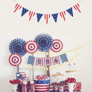 FAKTEEN American Stars and Stripes Flag Bunting Garland USA Triangle Banner Patriotic Party Decoration for Fourth of July Independence Memorial Day Party Supplies