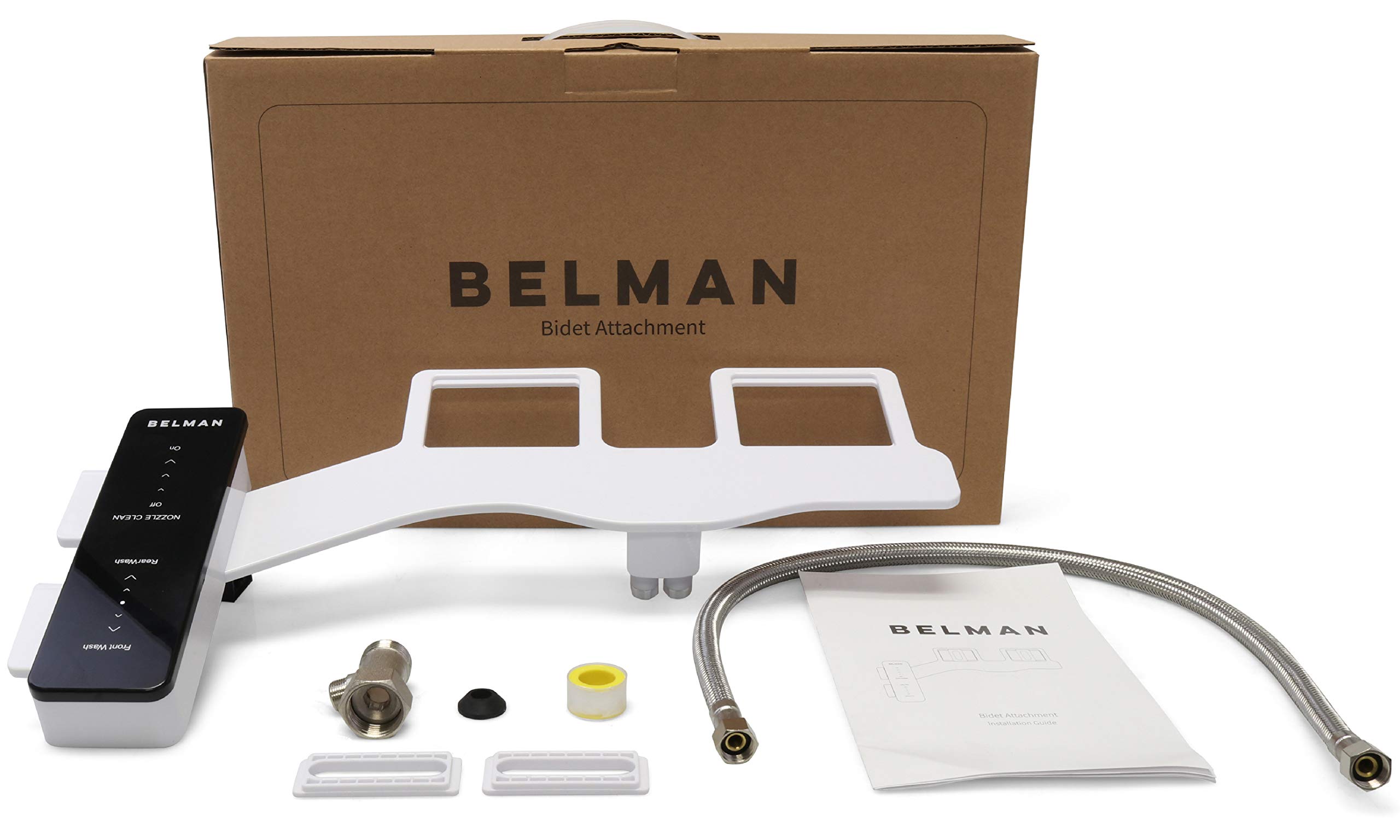 BELMAN Classic Bidet Toilet Attachment - Modern & Slim - Fresh Clean Water Sprayer - Self Cleaning Dual Wash Nozzles - Adjustable Water Pressure - Non-Electric Quick Installation - Black