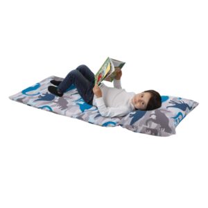 everything kids navy, grey & royal blue dino deluxe easy fold nap mat, navy, royal, grey, camo