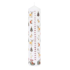 Alison Gardiner Advent Candle Winter Wildlife 4.5 cm x 25.5 cm Pillar Candle Wax Pillar 50 Hours Burn Time Made in England