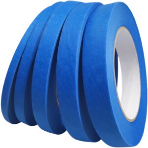 doay blue painters tape 1/4" 3/8" 1/2" 5/8" 3/4" x 60 yard - multi size pack - multi surface use - 5 rolls