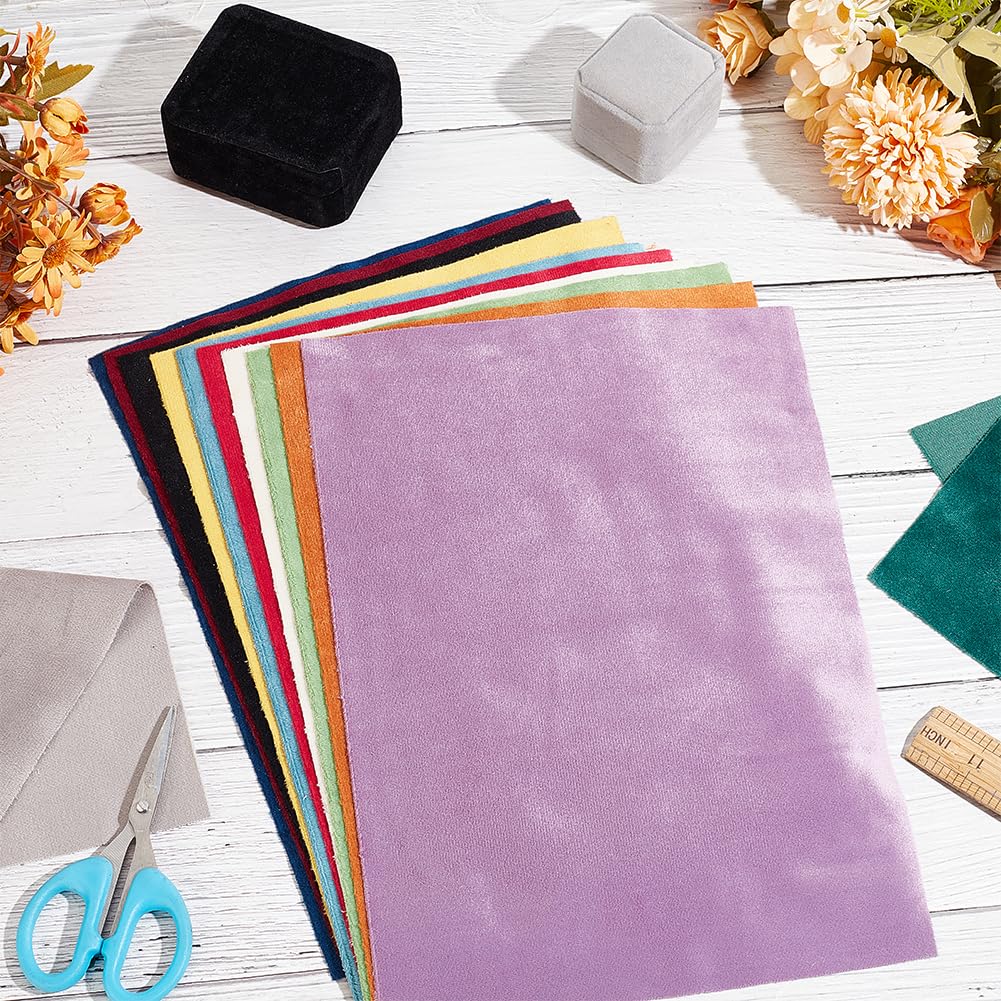 BENECREAT 12Pcs Assorted Double Sided Velvet Soft Fabric 7.8x11.4" Velvet Fabric for Wallet Purses Making and Other DIY Sewing Craft Project