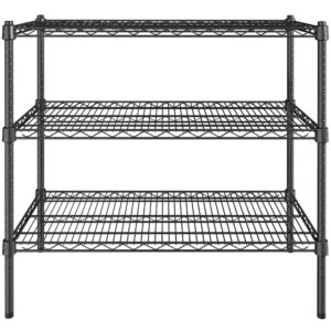 PRO&Family 18" x 36" NSF Black Epoxy 3-Shelf Kit with 34" Posts