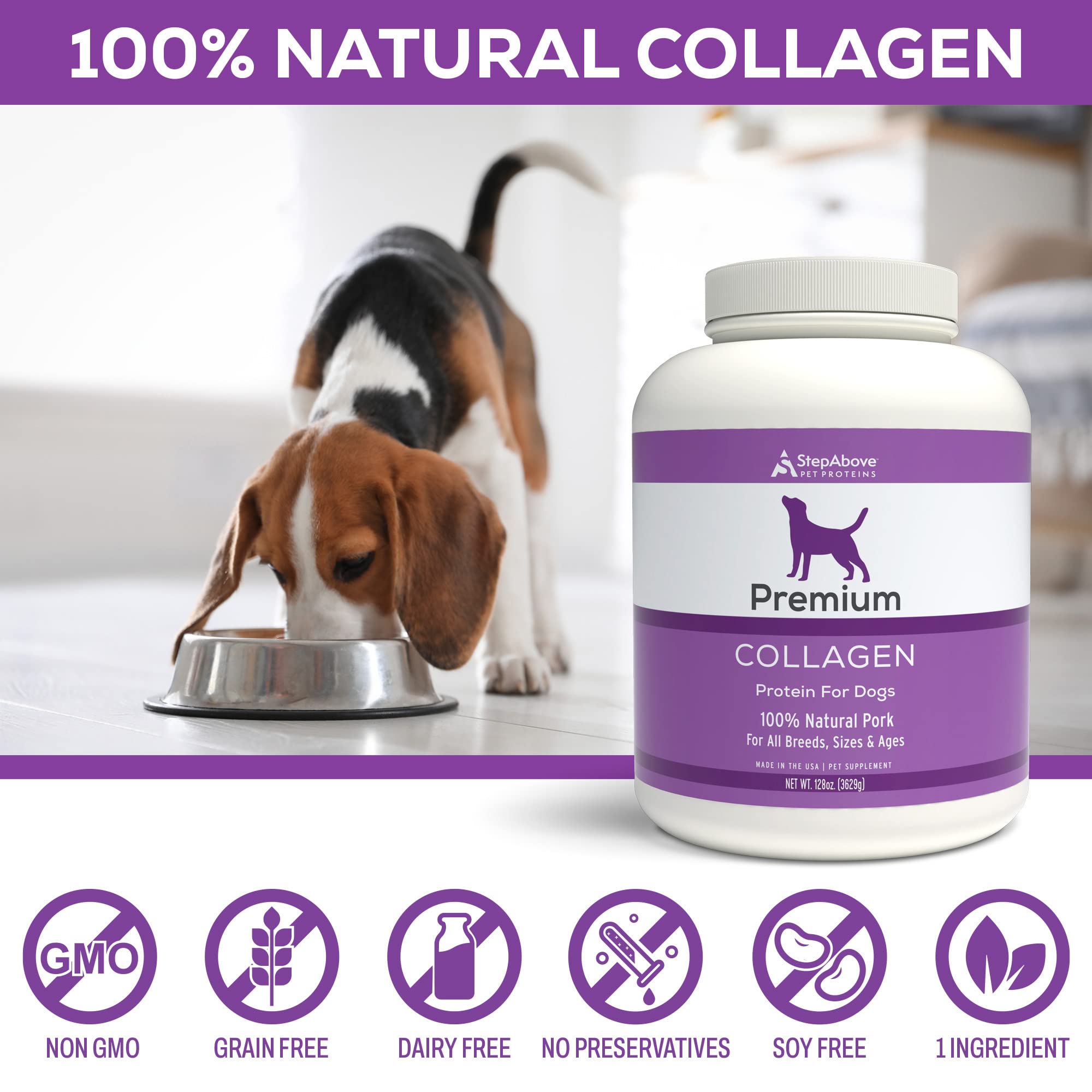 Step Above Proteins, Premium Collagen Gelatin Protein for Dogs, 8 Lb