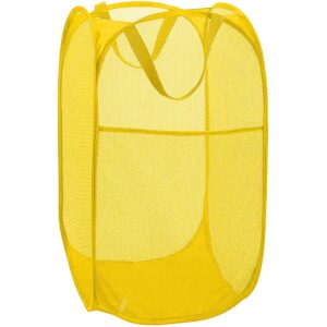 bud mesh pop up laundry hamper, foldable clothes hamper laundry basket for kids room, bedroom, college dorm or travel, yellow